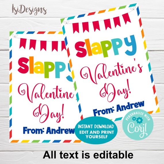 Editable Slap Bracelet Valentine's Day Gift Tag, Slappy Valentine ...
