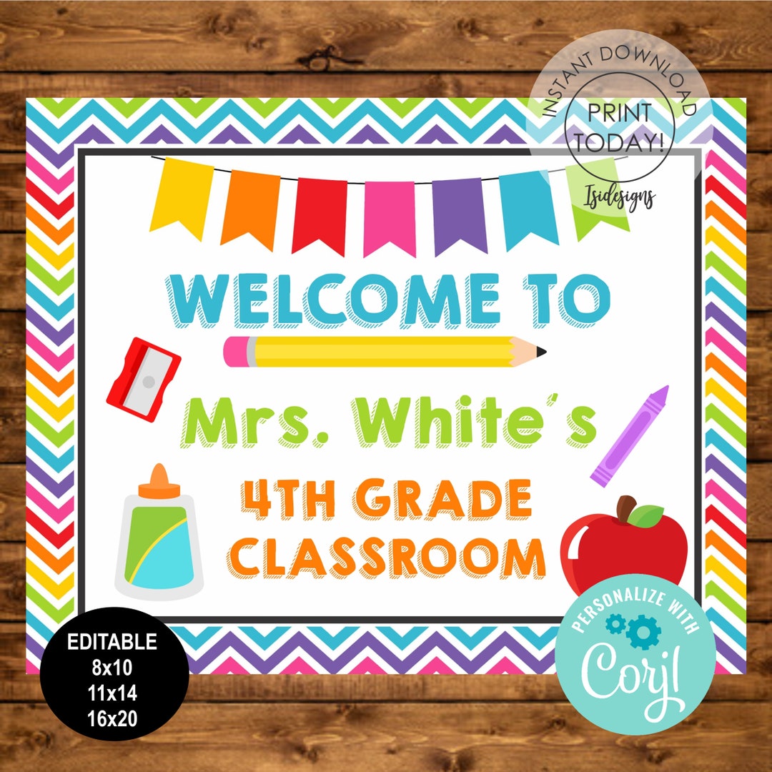 Editable Classroom Sign, Instant Download, Back to School Sign, Instant ...