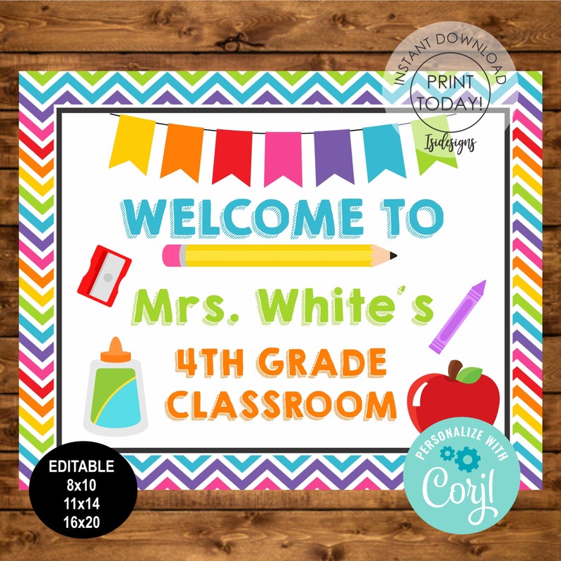 Editable Classroom Sign Instant Download Back to School - Etsy