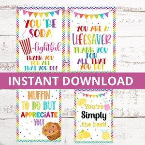 Appreciation Treats and Snacks Gift Tags, Instant Download, Teacher ...