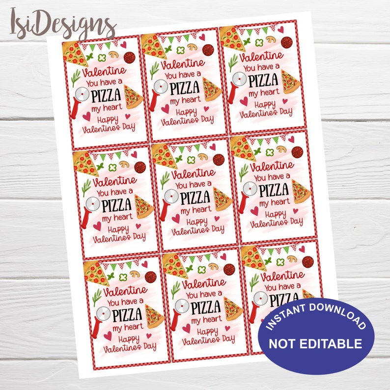 You Have A Pizza My Heart Valentine's Day Gift Tags - Etsy