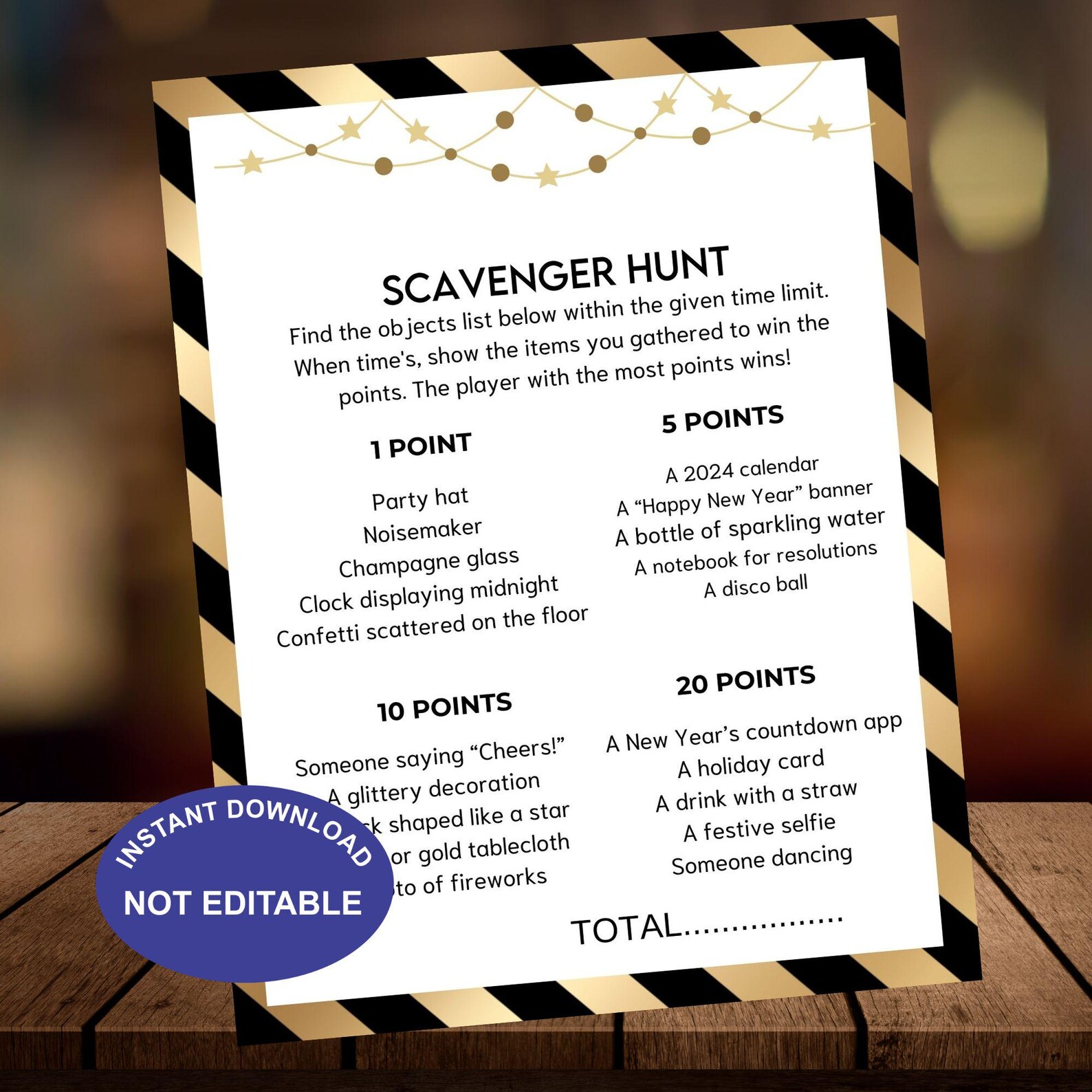 New Year's Scavenger Hunt Game | Printable Party Game | Instant ...