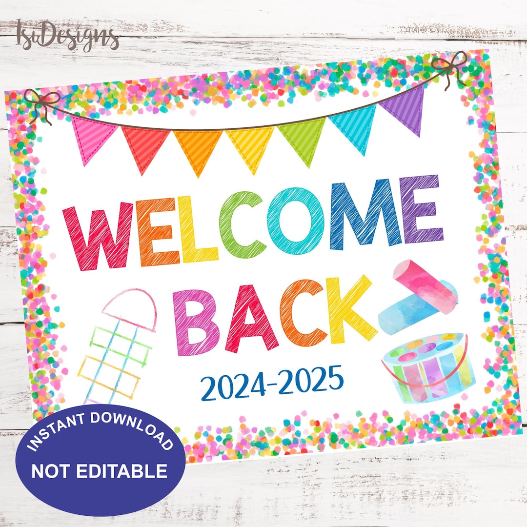 Welcome Back School Sign, Printable Kindergarten Preschool, Pre-k ...