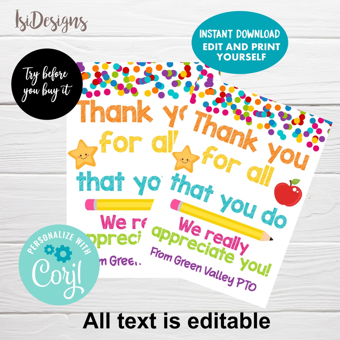 Editable Appreciation Gift Tag Teacher and Staff Appreciation - Etsy