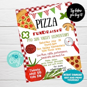 EDITABLE Pizza Fundraiser Flyer; Instant Download, School Church ...