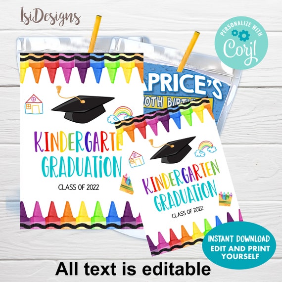 Juice Bag Labels, Kindergarten Graduation Editable Juice Pouch Label ...