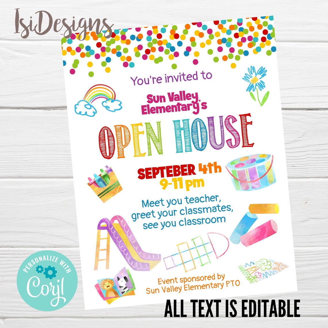 School Open House Editable Flyer, Back to School Invitation Poster, PTA ...