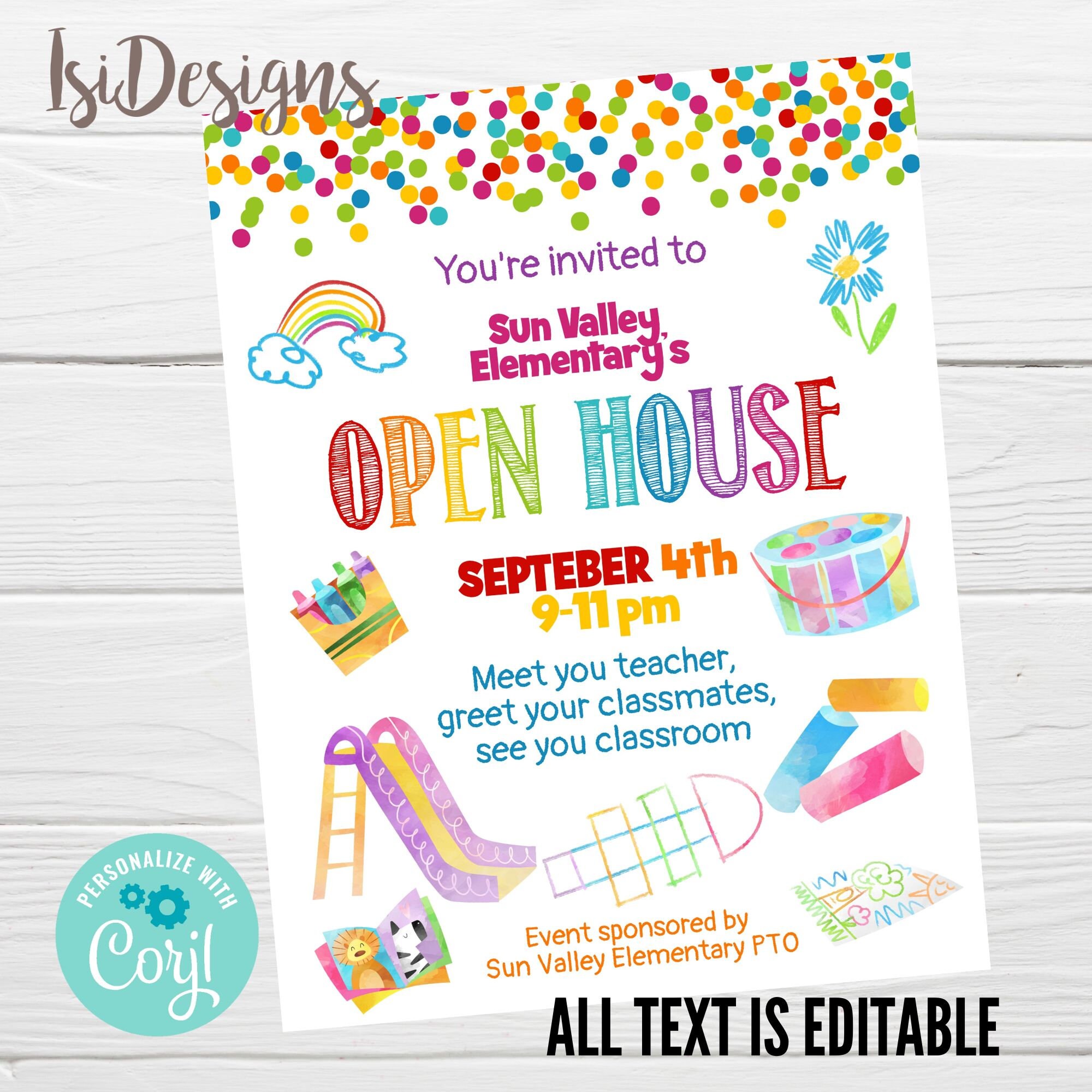 School Open House Editable Flyer, Back to School Invitation Poster, PTA ...