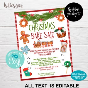 Holiday Bake Sale Flyer, Christmas Cookie Sale, Instant Download ...