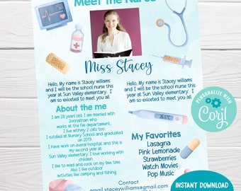 EDITABLE Meet the School Nurse Template Meet Your Teacher - Etsy UK