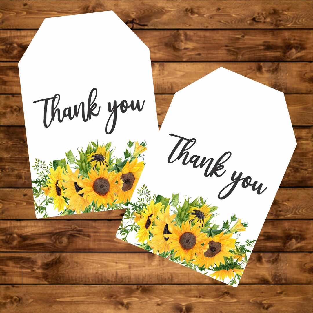 Sunflower Thank You Tag, Printable Gift Tag, Instant Download, Baby ...