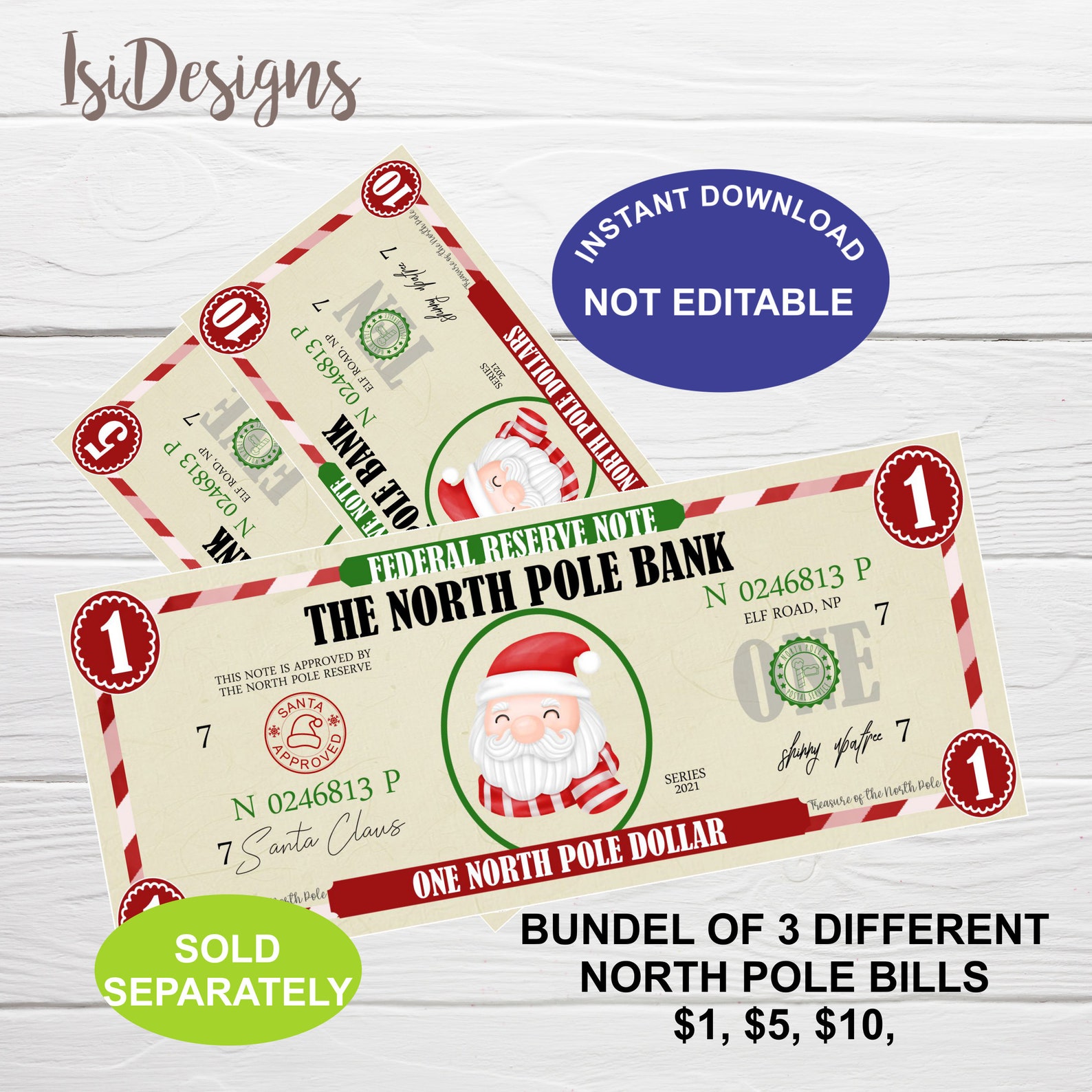 Printable North Pole Money, Instant Download, Holiday Santa Bucks, 100 ...