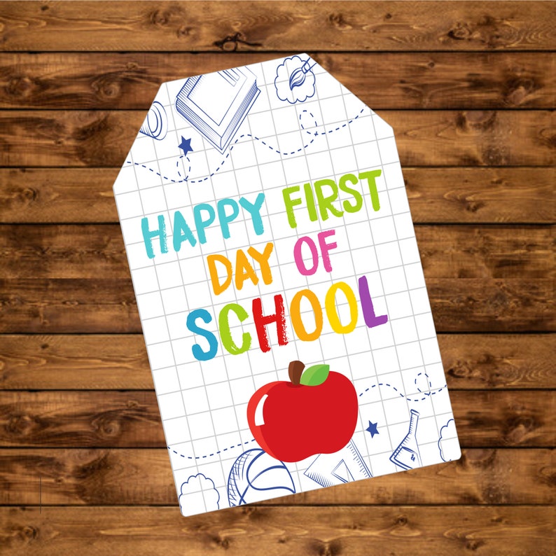 Happy First Day of School Printable Gift Tag Instant - Etsy