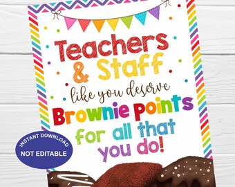 Teacher Gift Tags Teachers Deserve Brownie Points Staff - Etsy