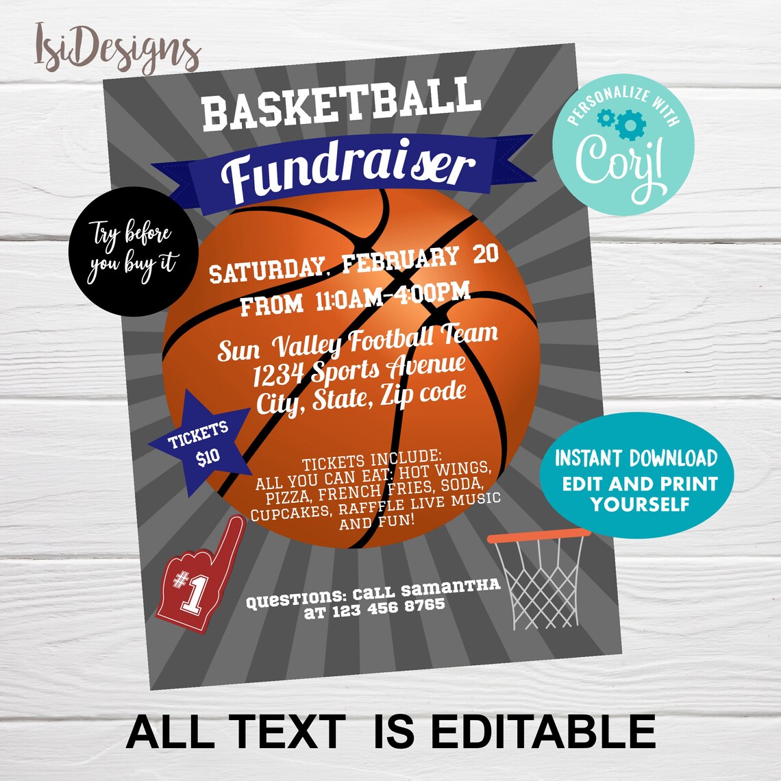 Basketball Fundraiser Editable Flyer School Benefit - Etsy