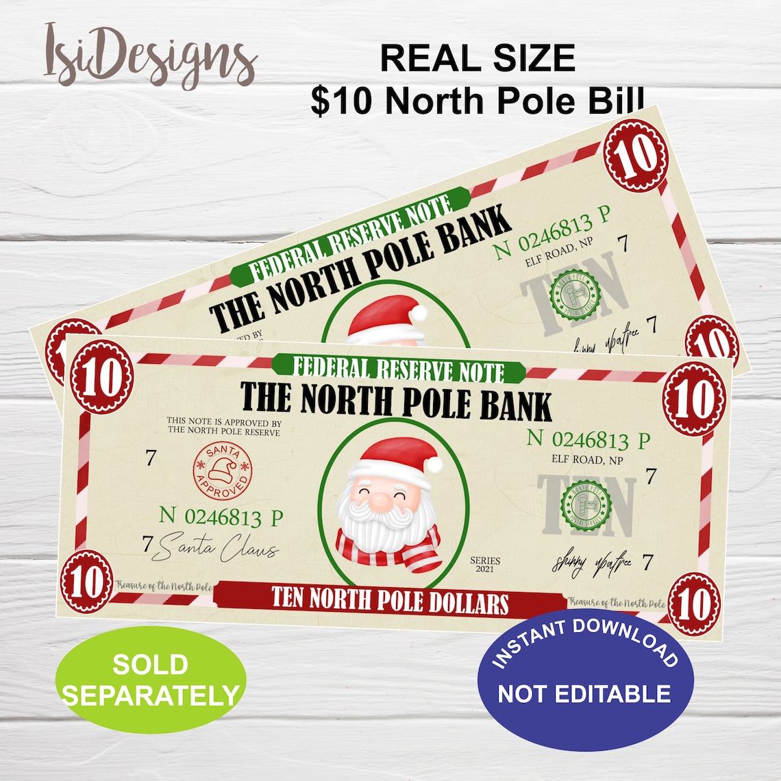 Printable North Pole Money Instant Download Holiday Santa | Etsy
