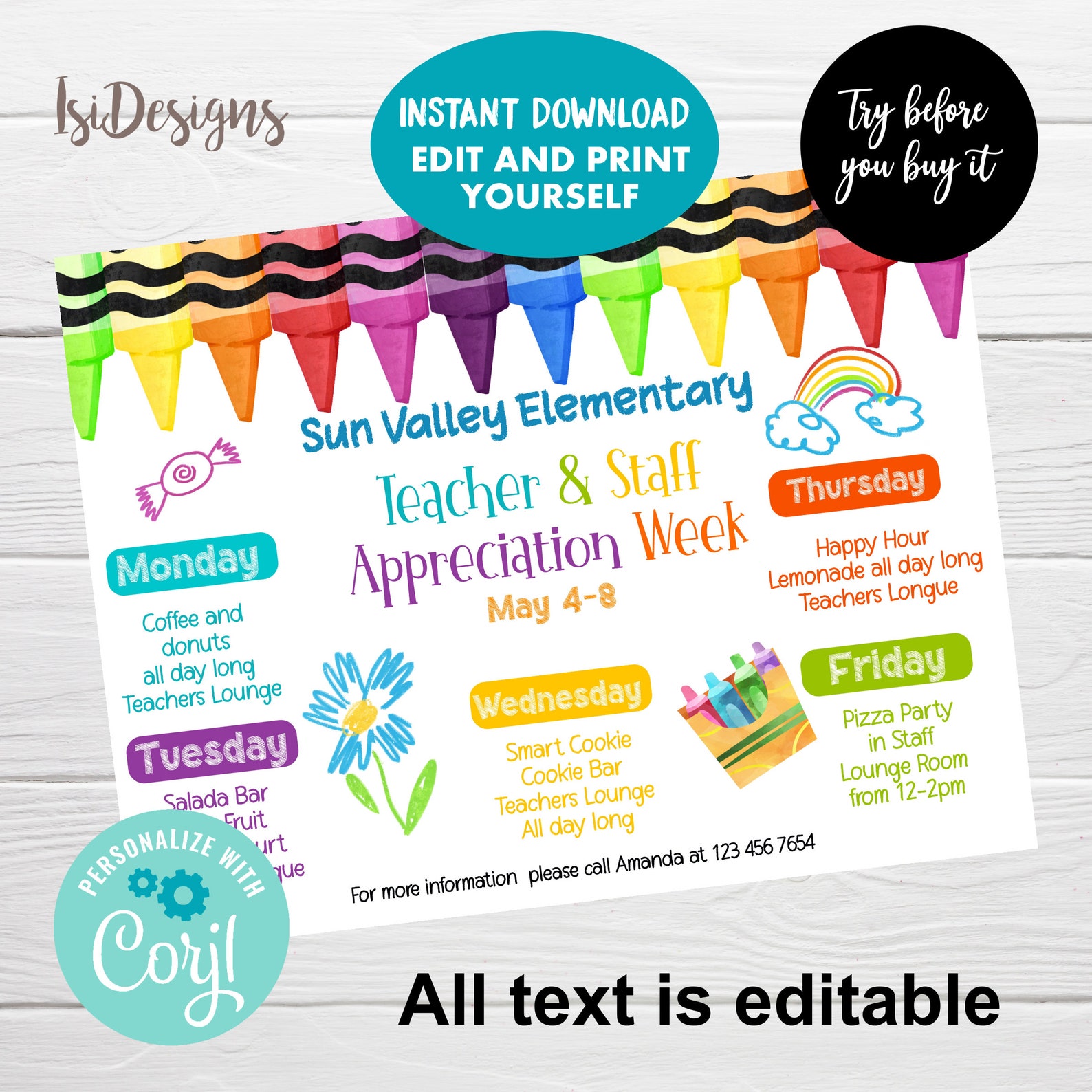 Editable Teacher Appreciation Week Flyer, Instant Download ...