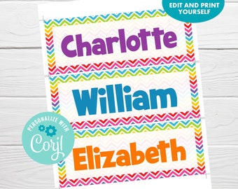 Desk Name Labels, Classroom Name Labels, Cubby Label, Name Tags, Back ...