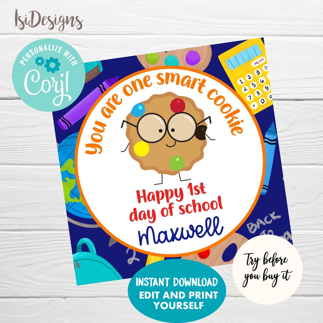 Back to School Gift Tag, Instant Download, You Are One Smart Cookie ...