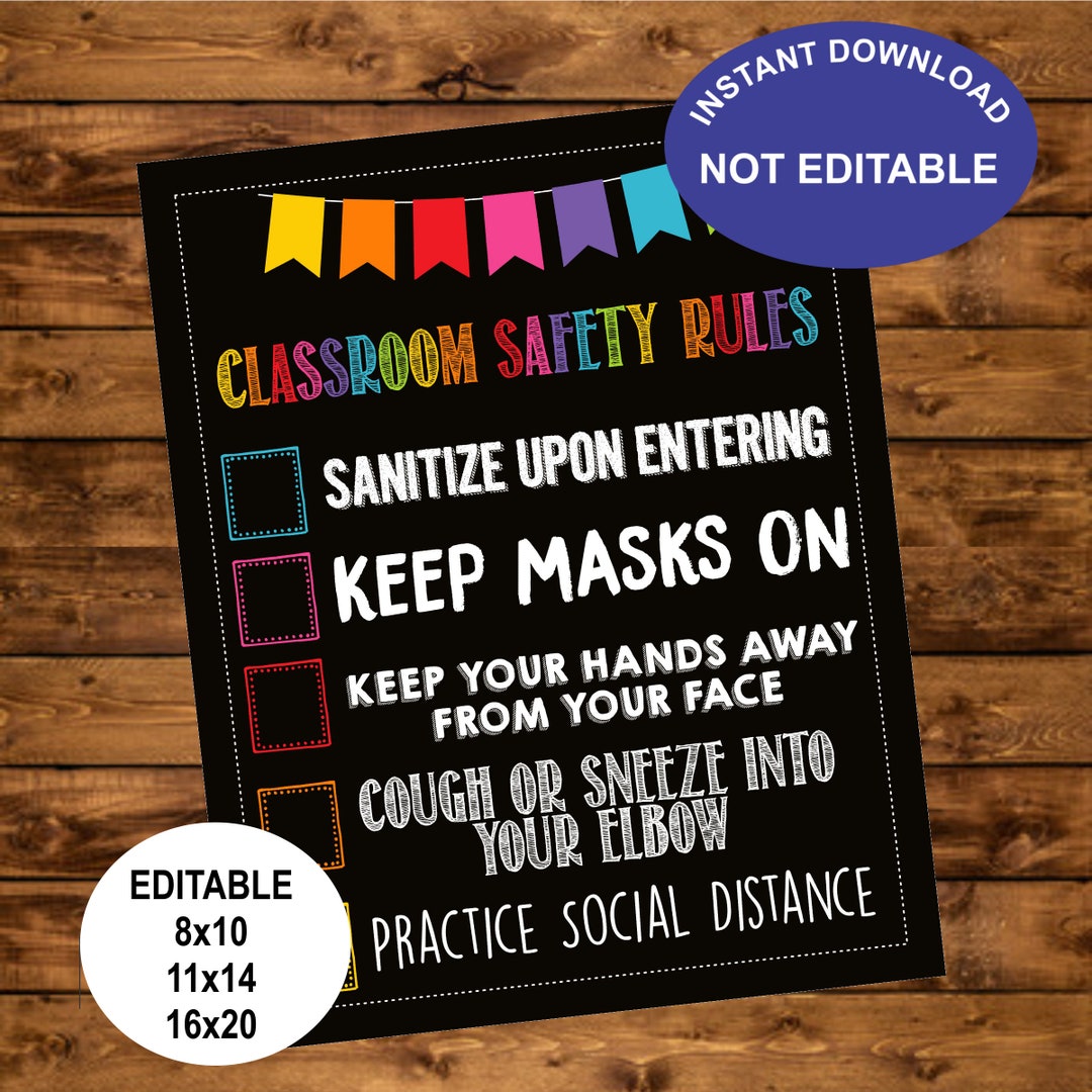 Safety Classroom Rules Sign Instant Download - Etsy México