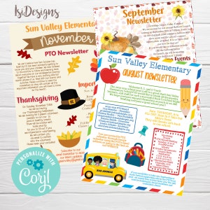 Editable Yearly PTO PTA Newsletter Bundle, School Events Flyer, Instant ...