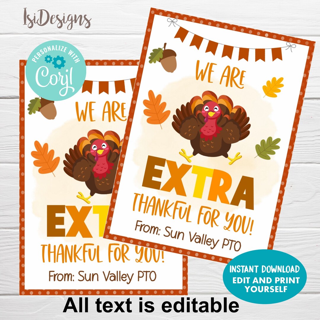 Extra Thankful Gift Tags, Fall Thank You Tags, Instant Download ...