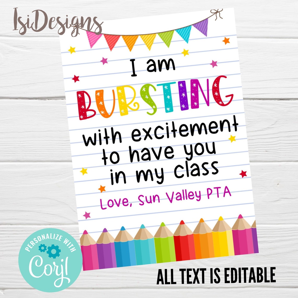 Bursting With Excitement to Have You in My Class Gift Tag, Back to ...