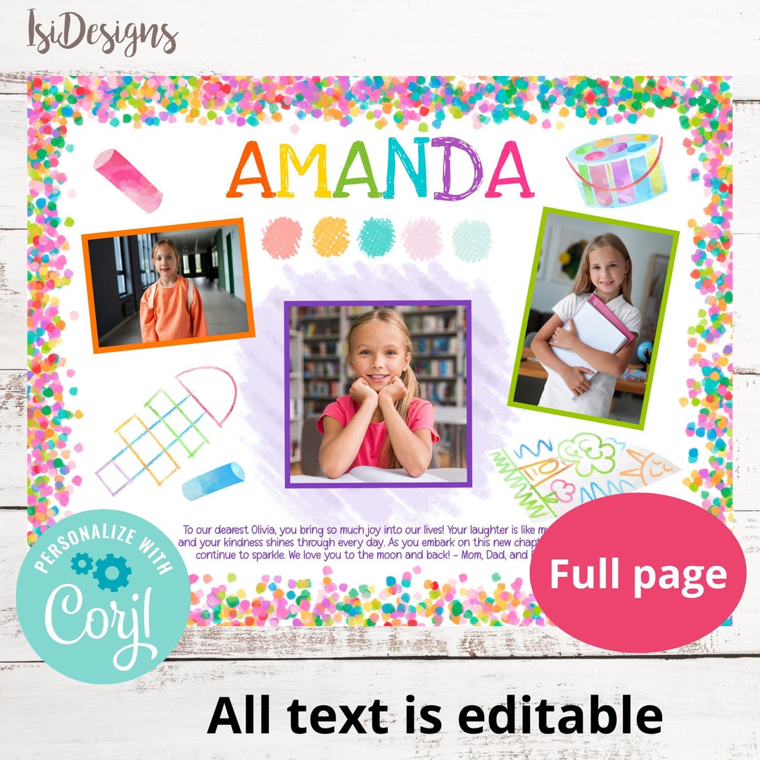 Editable Yearbook Ad Full Page Pre-k Kindergarten Preschool Elementary ...