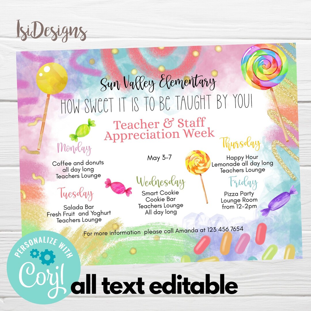 Teacher Appreciation Week Invitation, Editable School Teacher and Staff ...