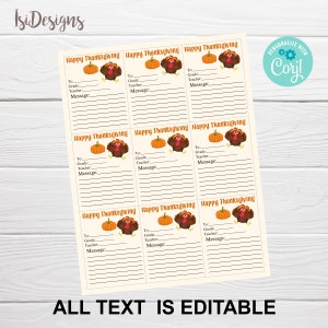 Editable Thanksgiving Turkey Candy Grams, Instant Download, PTA PTO ...