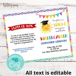Editable Graduation Ceremony Program, Kindergarten Preschool Elementary ...