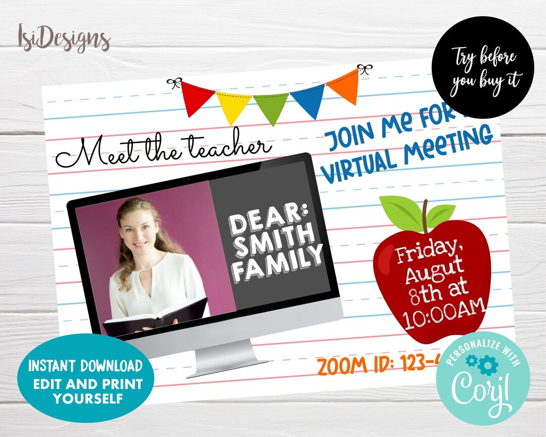 Editable Back to School Invitation, Virtual Metting Invite, Open House ...