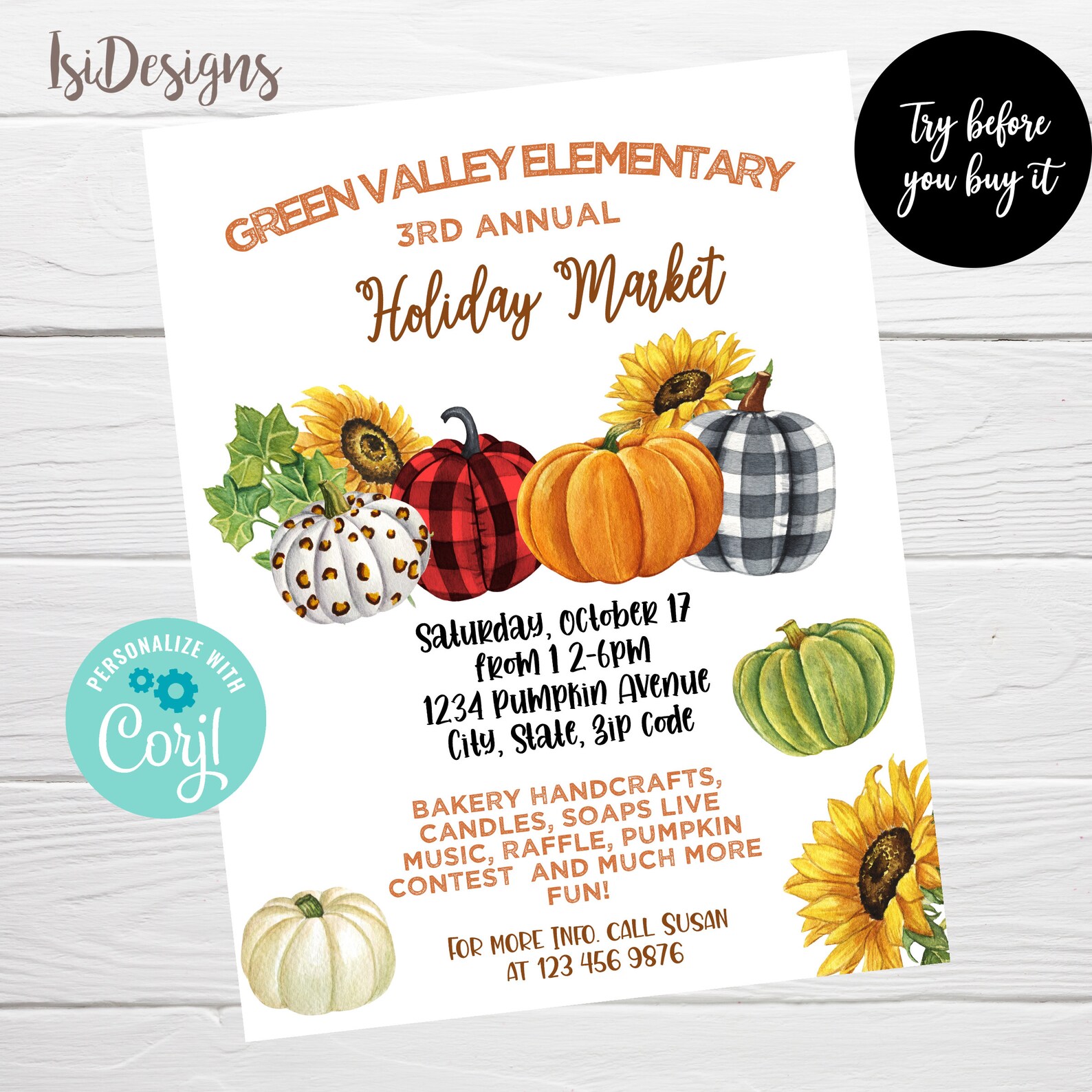 Editable Fall Holiday Market Flyer Fall Festival Invitation - Etsy