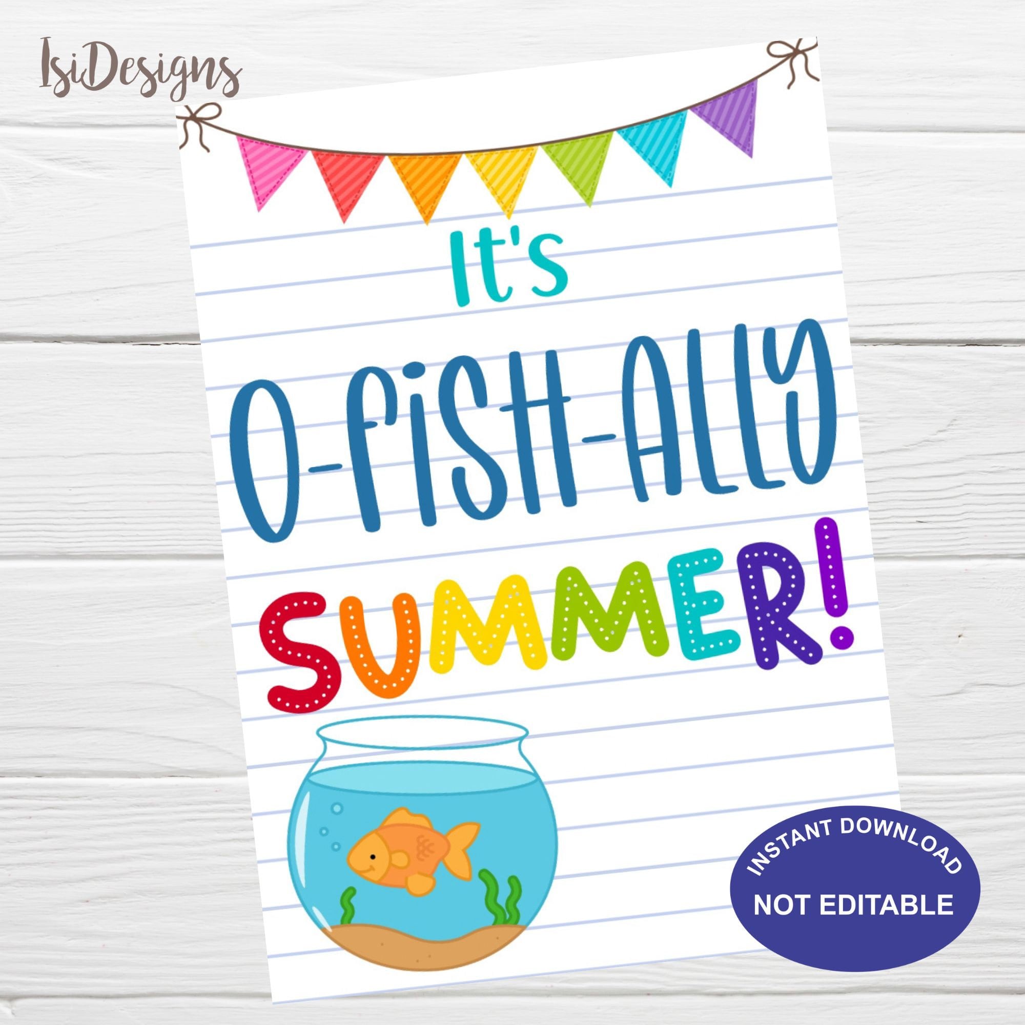 It's O-fish-ally Summer Printable Gift Tags, End of School Year Tag ...