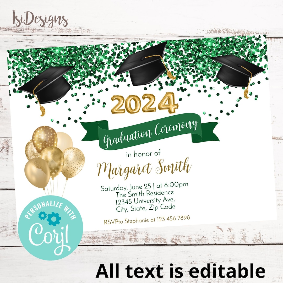Graduation Invitation, Editable College Graduation Announcement, High ...