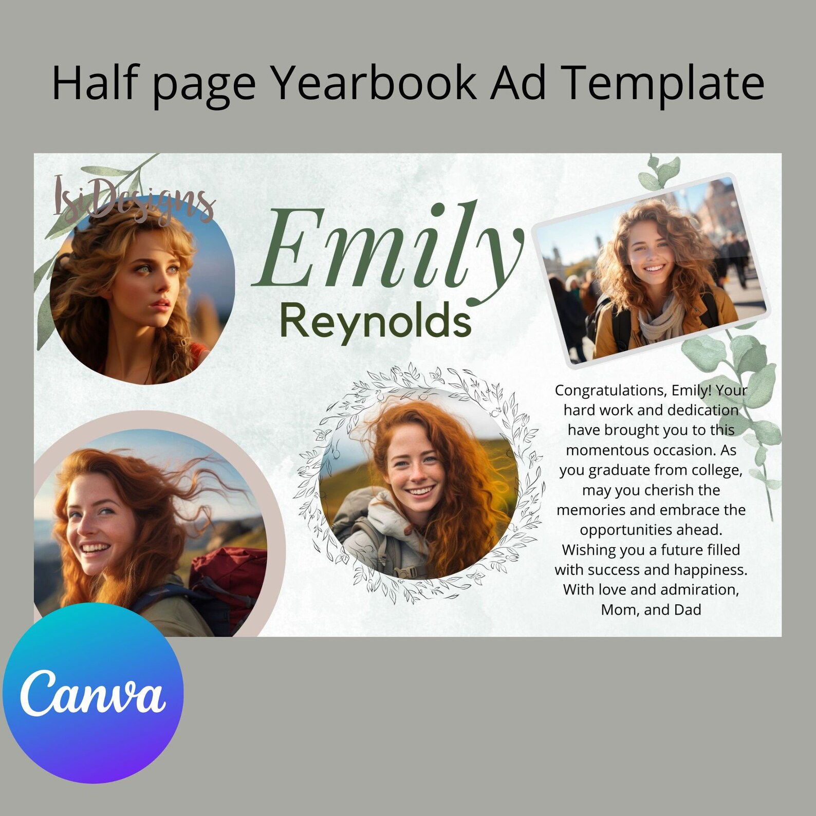 Yearbook AD Half Page Template Senior High School Graduation ...