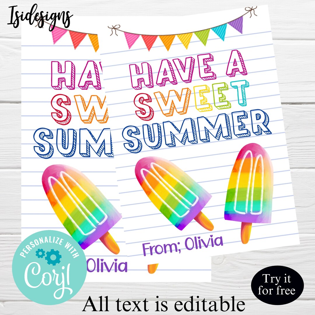 Summer Favor Tags, Instant Download, Have a Sweet Summer, Last Day of ...