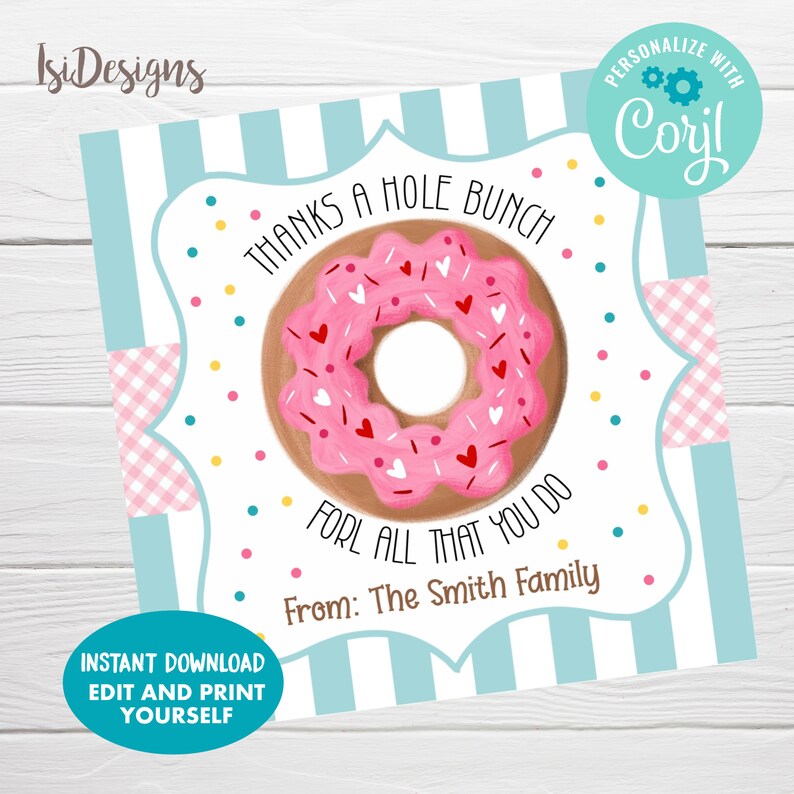 Teacher Appreciation Week Gift Tag Donut Teacher Editable - Etsy