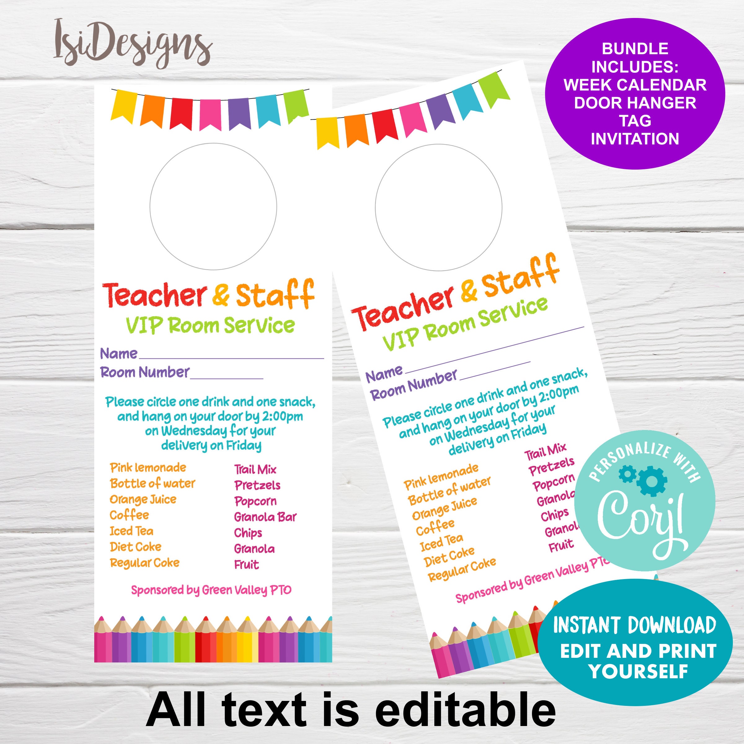 Teacher & Staff Appreciation Week Bundle | Editable Templates for PTO ...