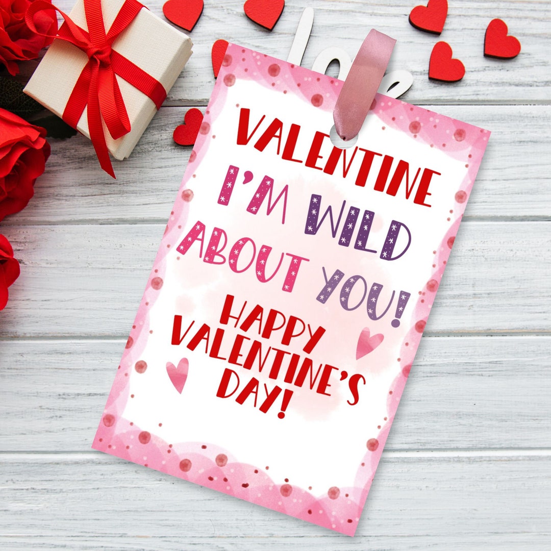 Wild About You Valentine's Day Printable Tags Animal Cookie Tags for ...