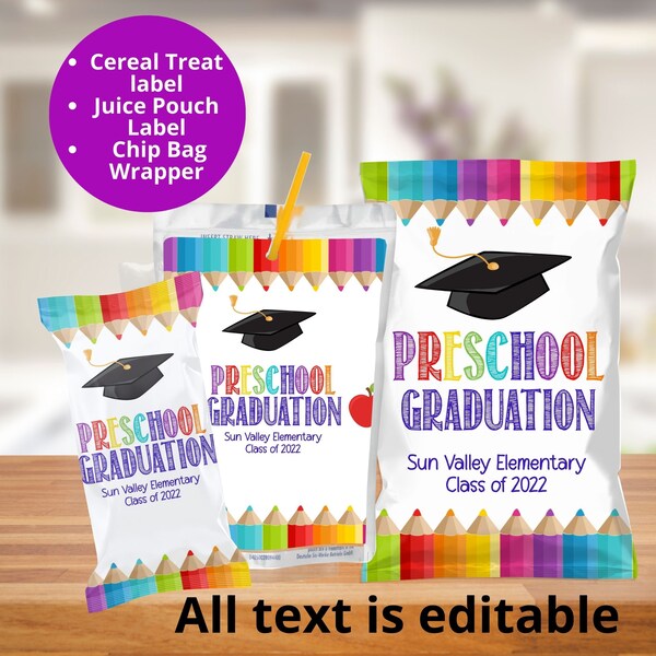 Preschool Graduation Chip Wrapper - Etsy