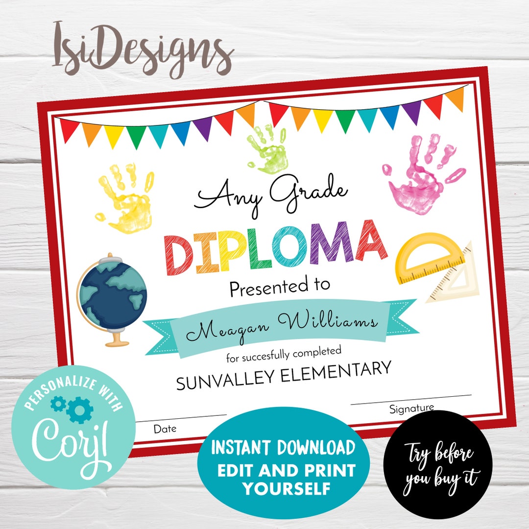Elementary Editable Achievement Certificate, Certificate of Graduation ...