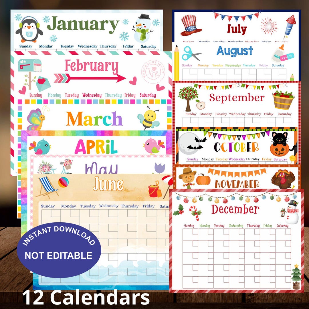 Printable Kids Calendar | Homeschool Calendar | Daycare Schedule ...