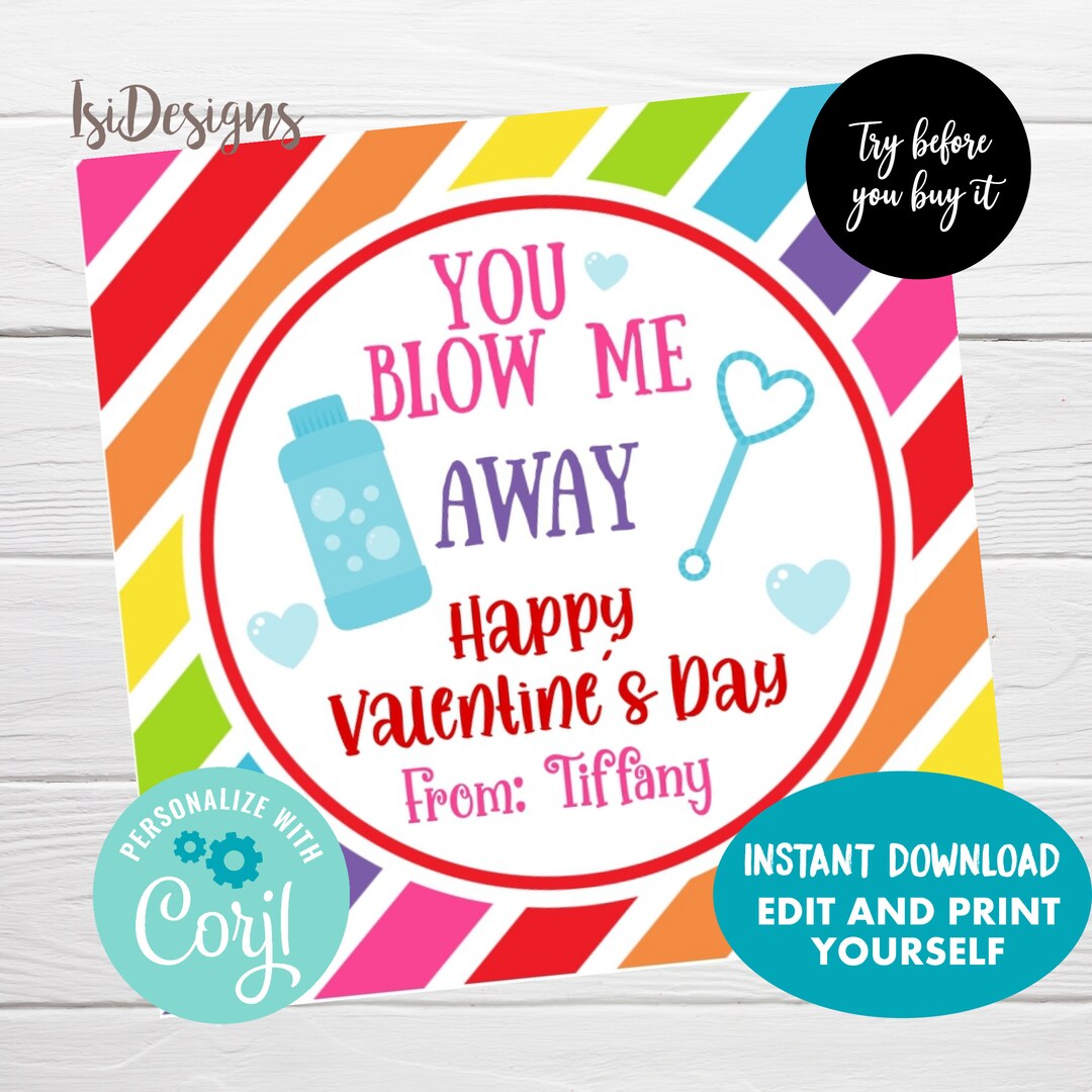 Editable Valentine Bubble Tags for Kids – Fun Printable Valentine’s Day ...