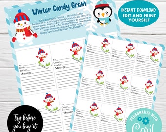 Holiday Candy Gram Flyer Holiday Candy Gram Fundraiser Winter Snowman ...