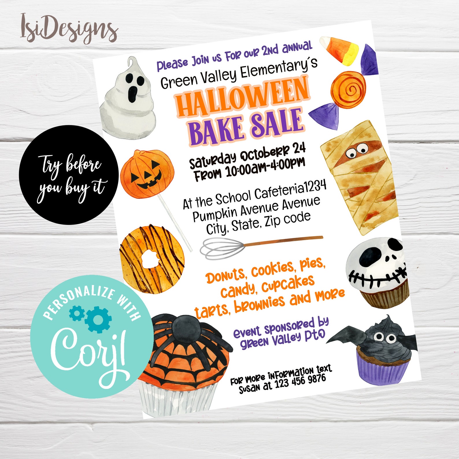 Editable Halloween Bake Sale Flyer Holiday Treats Sale | Etsy