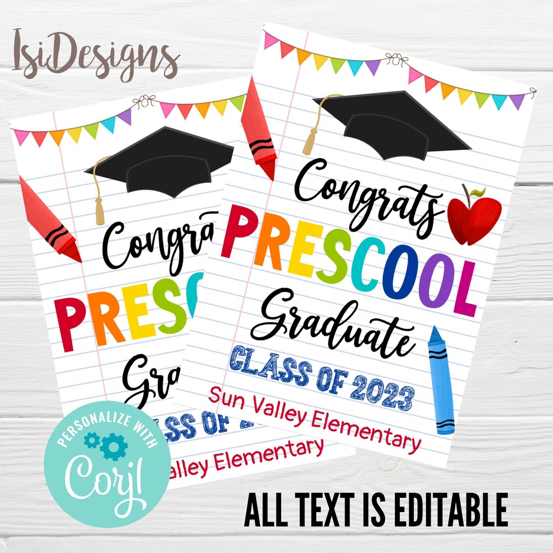 Preschool Graduation Favor Tag, Instant Download, Editable Gift Tag ...
