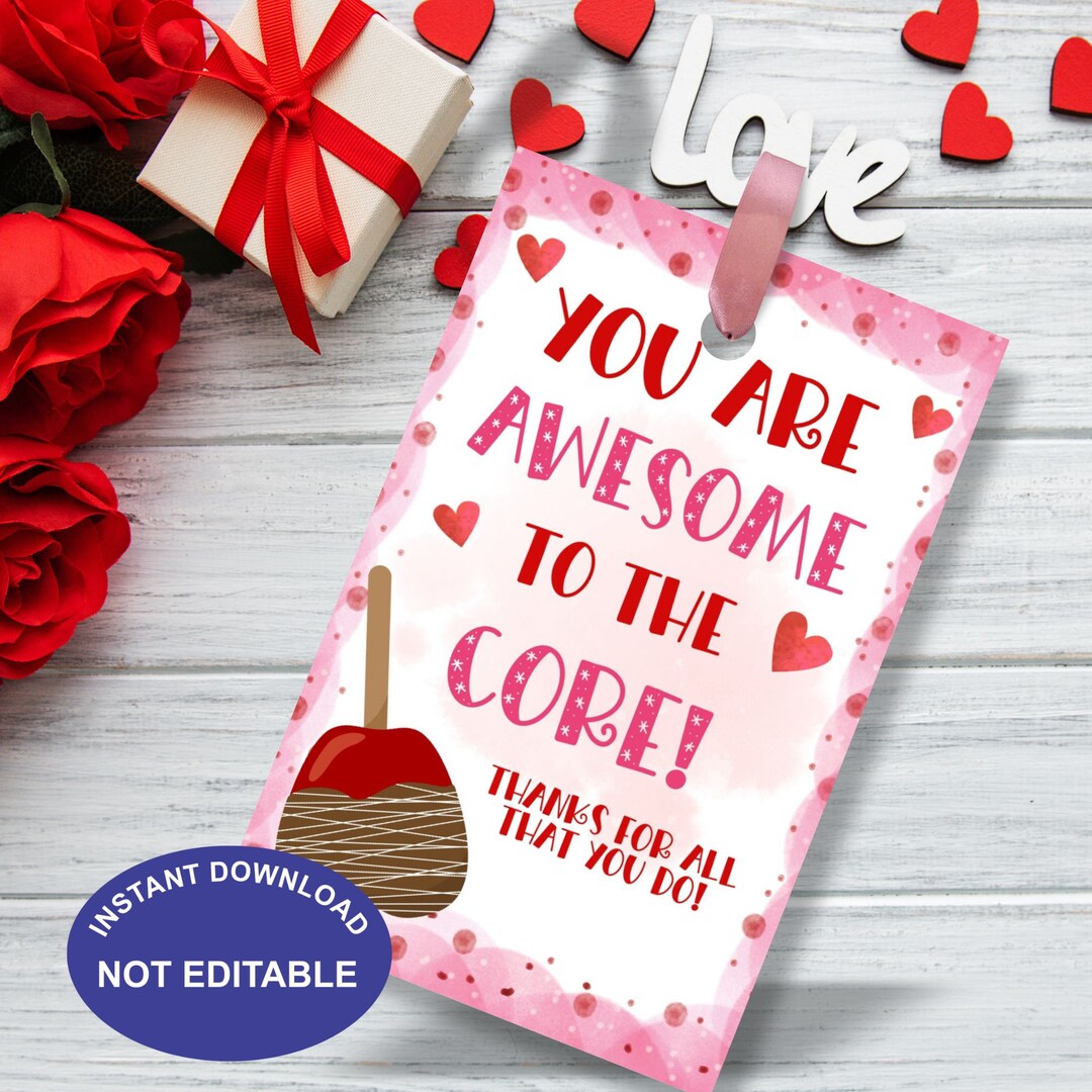Valentine's Apple Printable Gift Tags | You Are Awesome to the Core ...