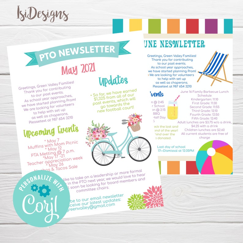 Editable Yearly PTO PTA Newsletter Bundle School Events - Etsy