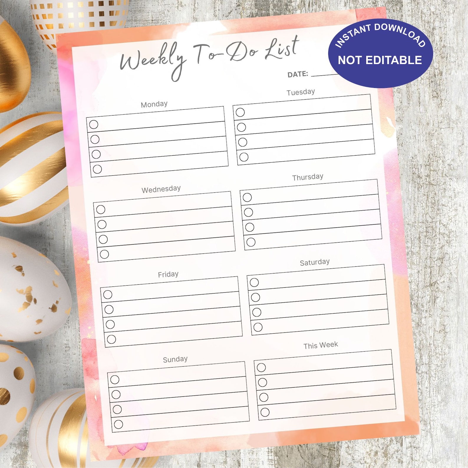 Printable to Do List, Daily, Weekly To-do Planner, Task Checklist ...